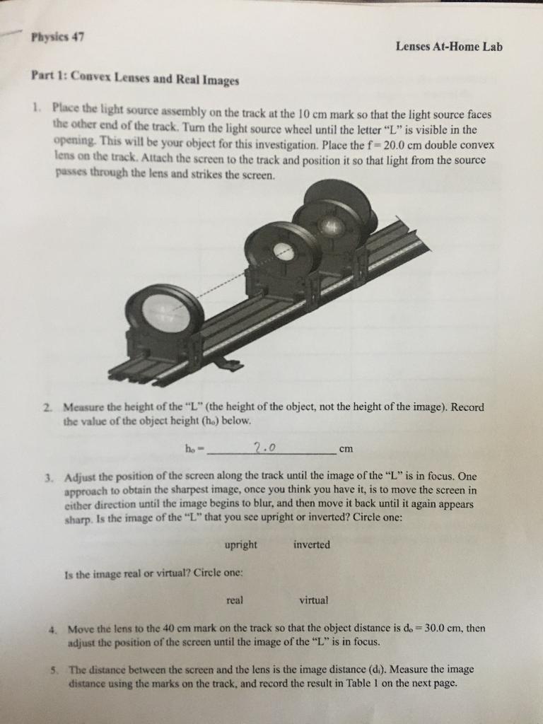 Solved Physics 47 Lenses At-Home Lab Part 1: Convex Lenses | Chegg.com
