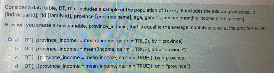 Solved Consider a data table, DT, that includes a sample of | Chegg.com