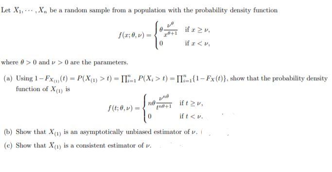 Solved Let X1 · · · Xn Be A Random Sample From A