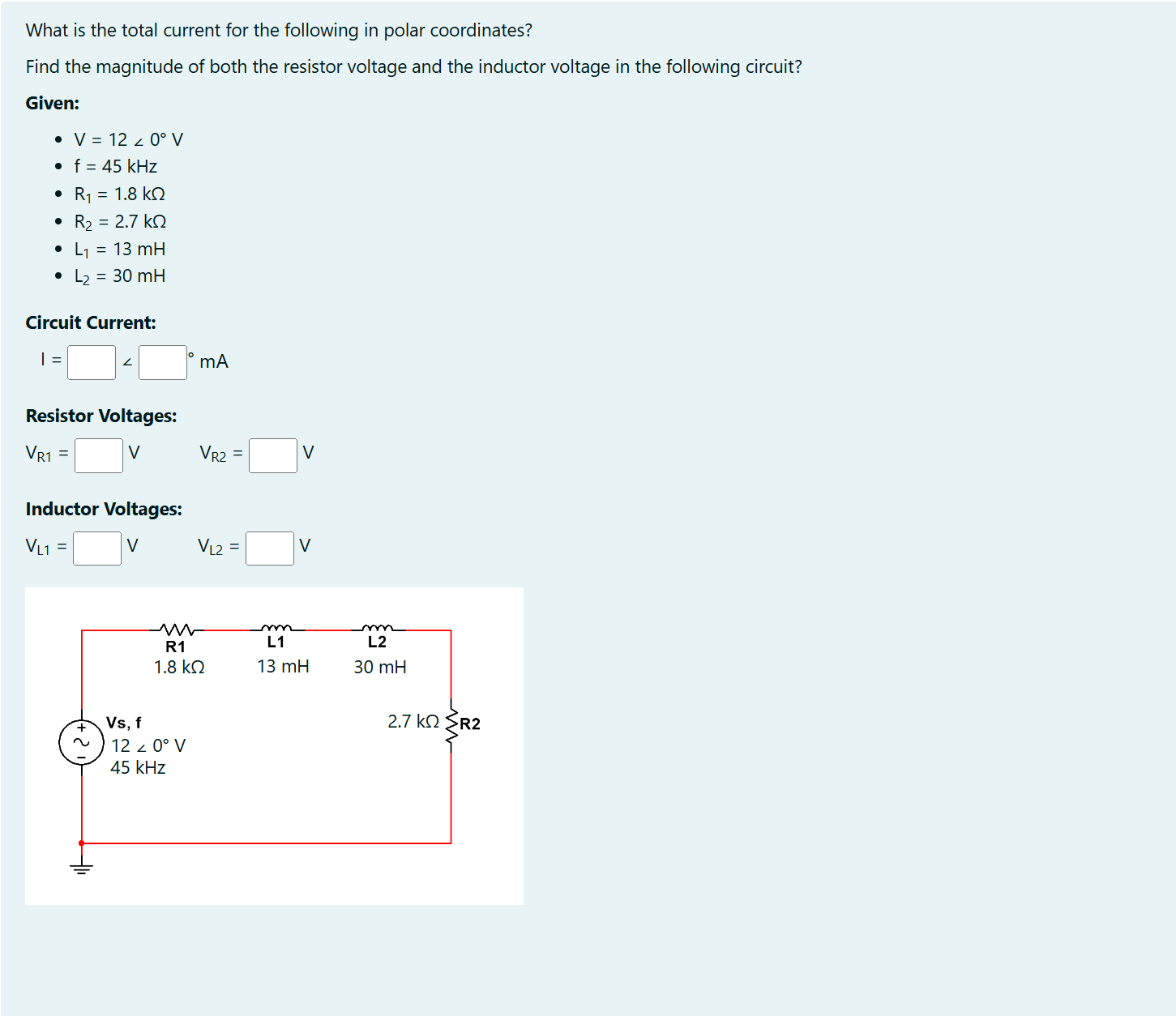 Solved What is ﻿the total current for the following in | Chegg.com