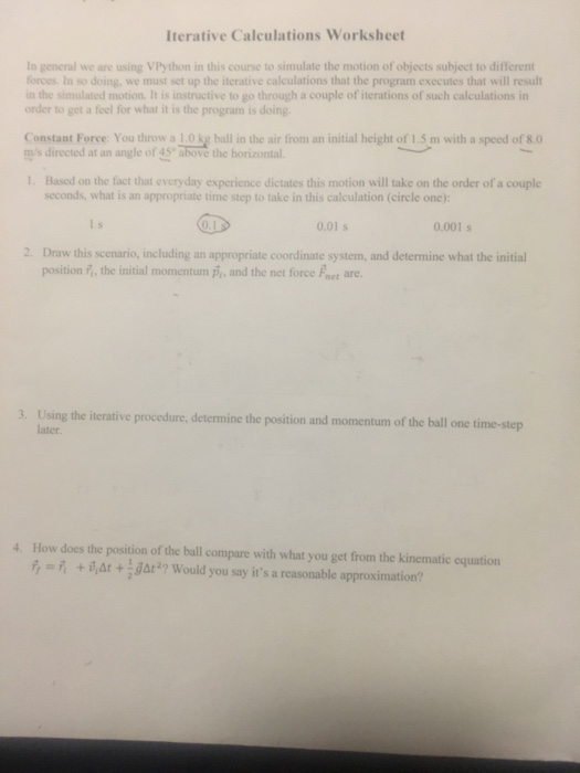 Solved Iterative Calculations Worksheet In general we are | Chegg.com