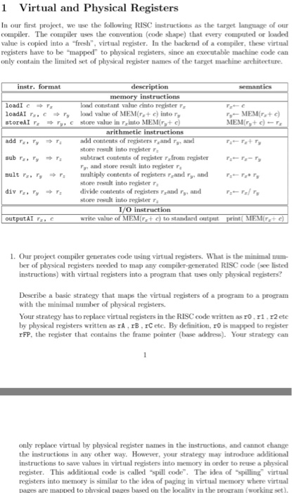 In our first project we use the following RISC | Chegg.com