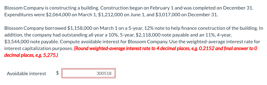 Solved Blossom Company is constructing a building. | Chegg.com