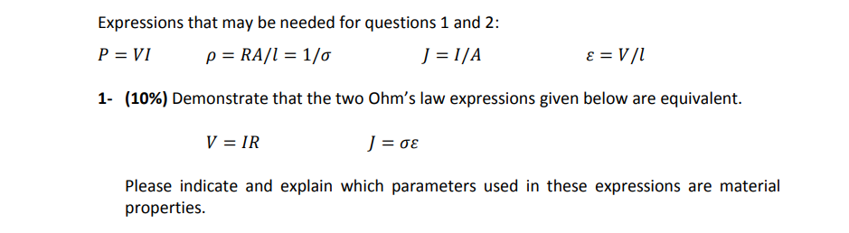 Solved Expressions that may be needed for questions 1 and 2 | Chegg.com