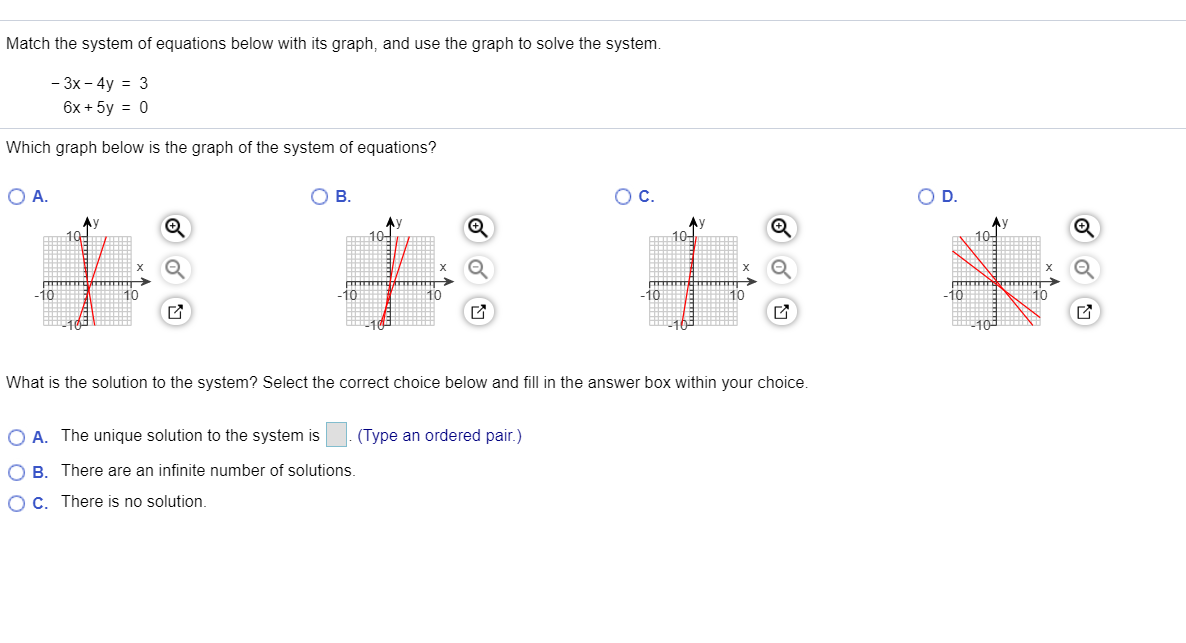 Solved Match the system of equations below with its graph, | Chegg.com