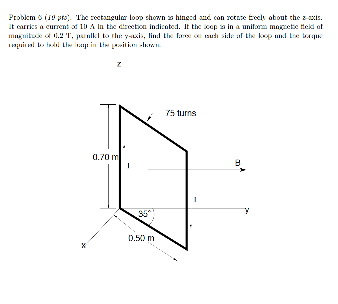 Solved Problem 6 (10 pts). The rectangular loop shown is | Chegg.com
