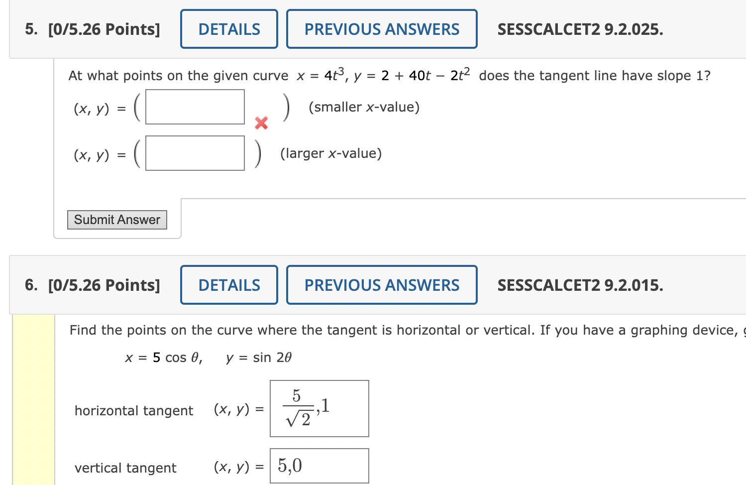 Solved At what points on the given curve x=4t3,y=2+40t−2t2 | Chegg.com