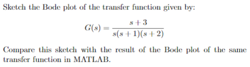 Solved Sketch the Bode plot of the transfer function given | Chegg.com