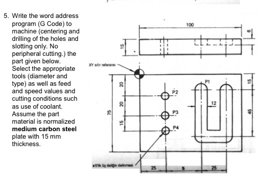 Solved 5. Write the word address program (G Code) to machine | Chegg.com