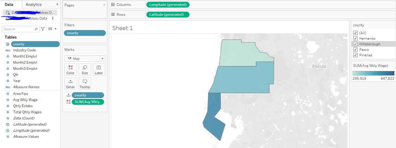Solved Using Tableau:How do I add Hillsborough county on the | Chegg.com