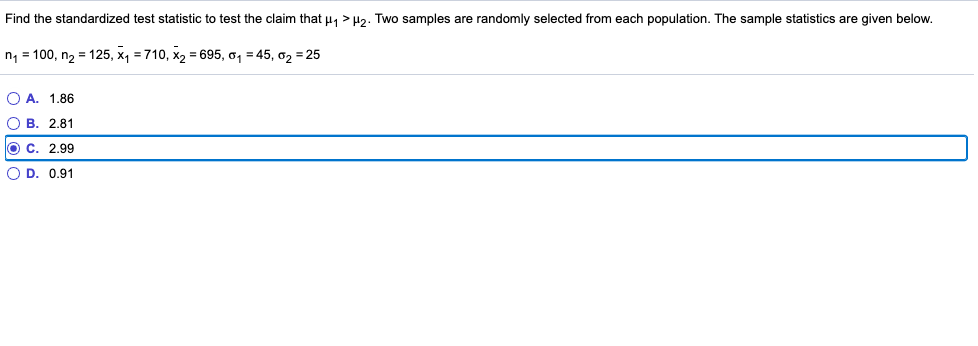 Solved Find the standardized test statistic to test the | Chegg.com