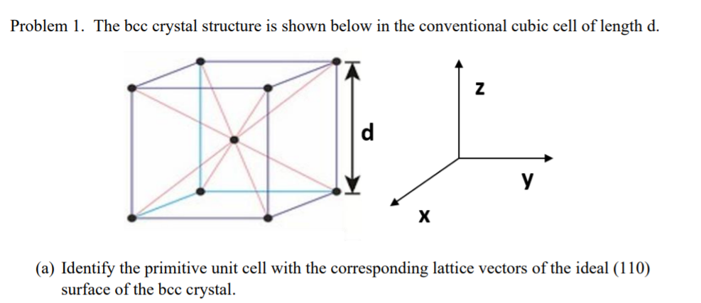 Solved Problem 1. The bcc crystal structure is shown below | Chegg.com