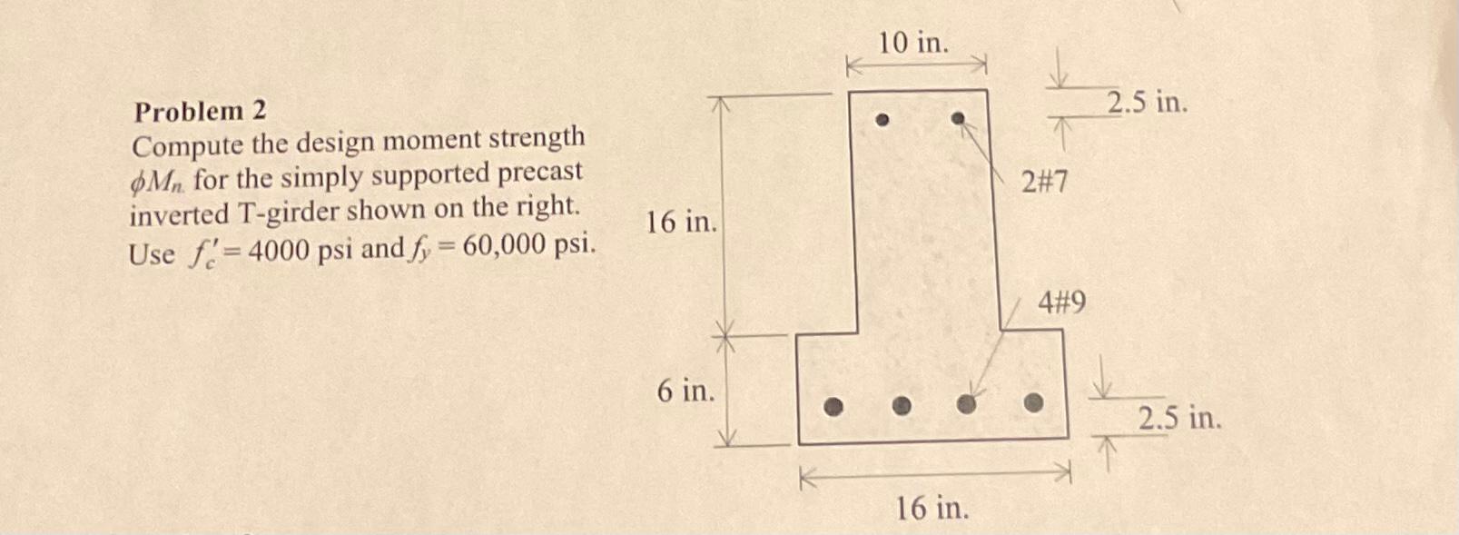Problem 2 Compute the design moment strength ϕMn for | Chegg.com