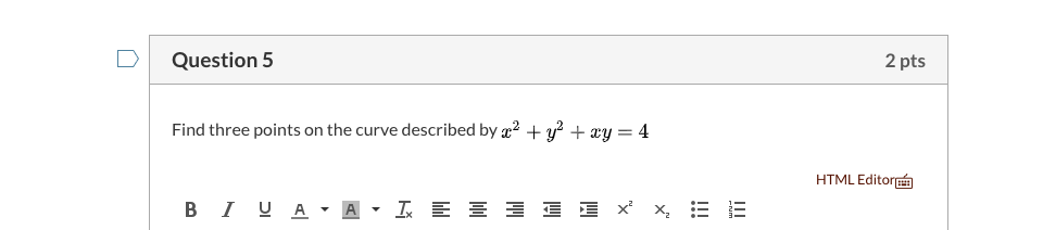 Solved Question 5 2 pts Find three points on the curve | Chegg.com