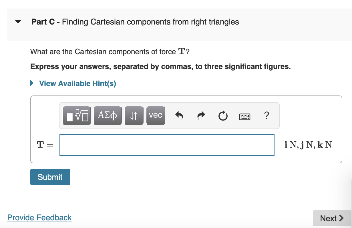 Solved Part C Finding Cartesian Components From Right 6775