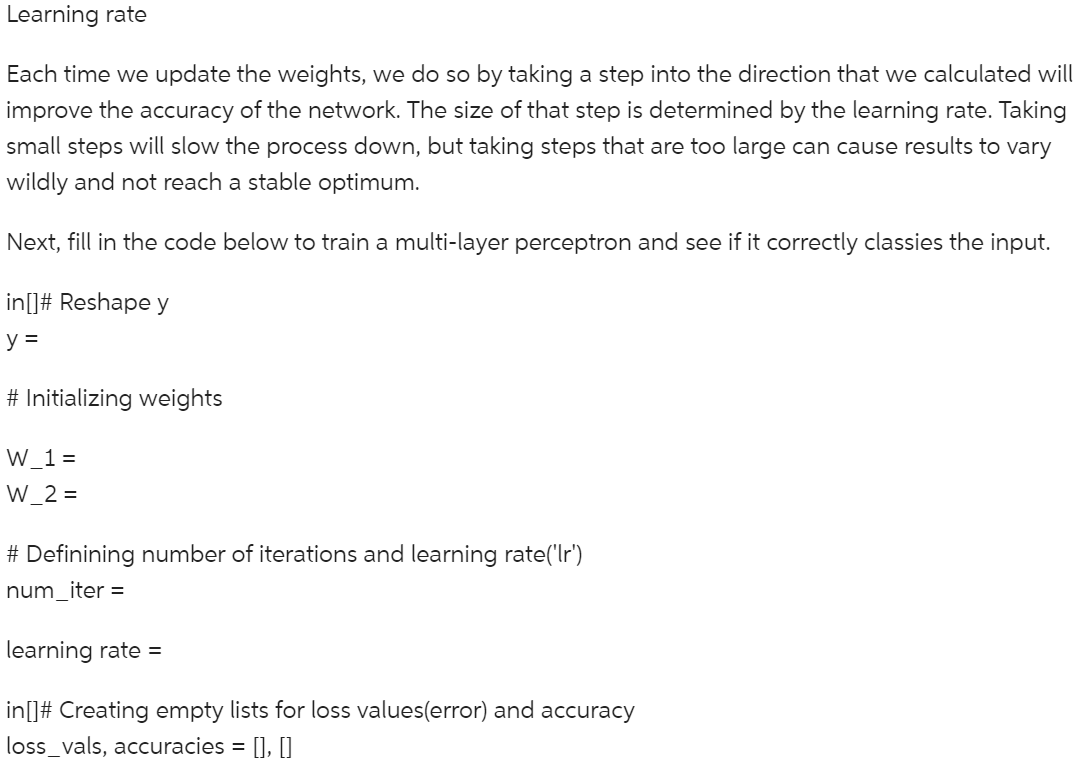 Solved 1. Initialize the weights to random values between −1 | Chegg.com