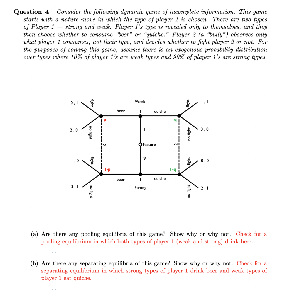 Question 4 Consider the following dynamic game of | Chegg.com