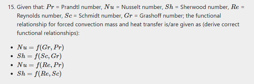 Solved 15. Given that: Pr= Prandtl number, Nu= Nusselt | Chegg.com