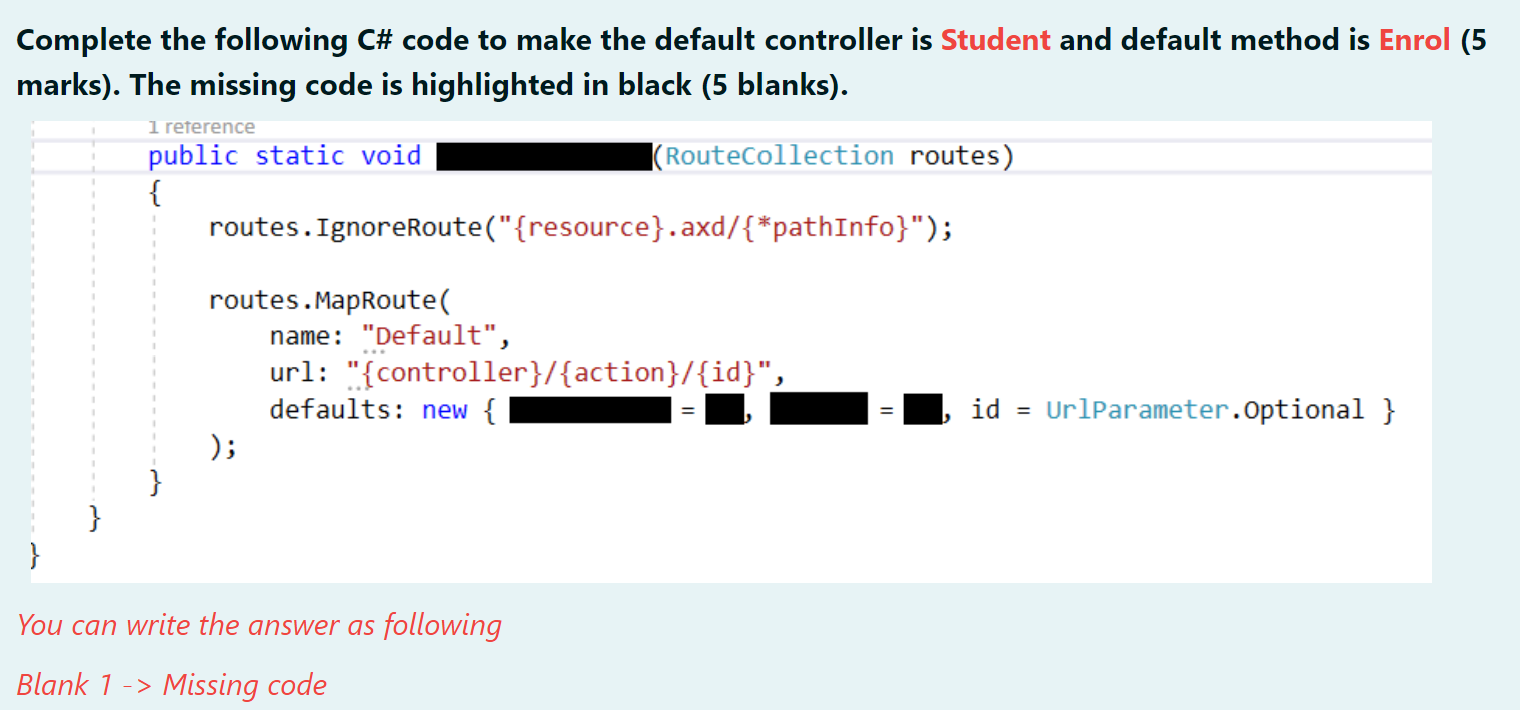 Solved Complete the following C\# code to make the default | Chegg.com