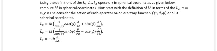 Solved Using the definitions of the Lx, Ly, Lz operators in | Chegg.com