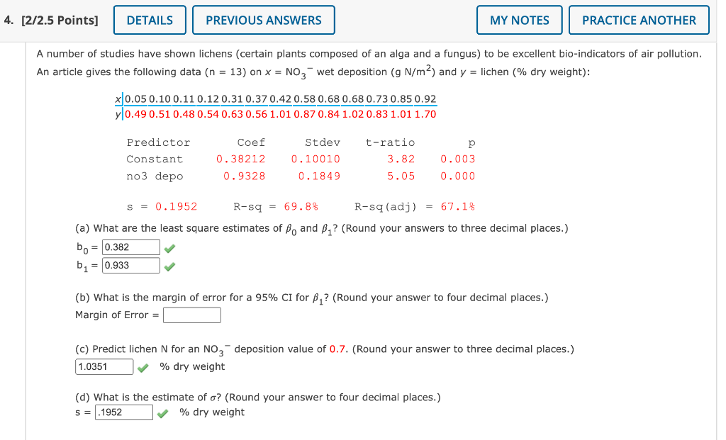 Solved 4. [2/2.5 Points] DETAILS PREVIOUS ANSWERS MY NOTES | Chegg.com