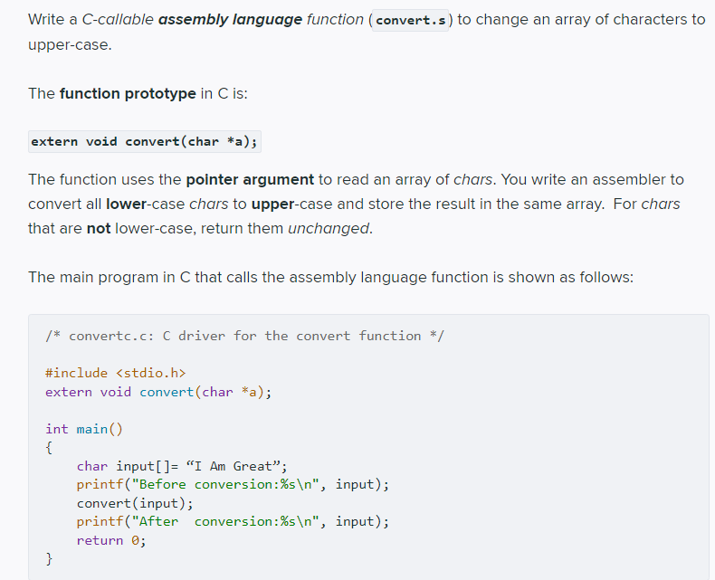 Solved Write a C-callable assembly language function | Chegg.com