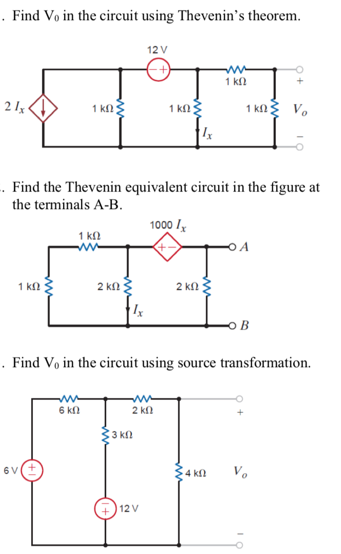 Solved . Find Vo in the circuit using Thevenin's theorem. 12 | Chegg.com