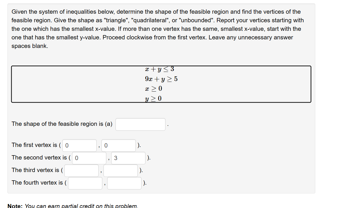Solved Given the system of inequalities below, determine the | Chegg.com