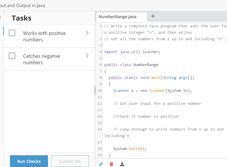 Solved Out And Output In Java Tasks Number Range java Chegg