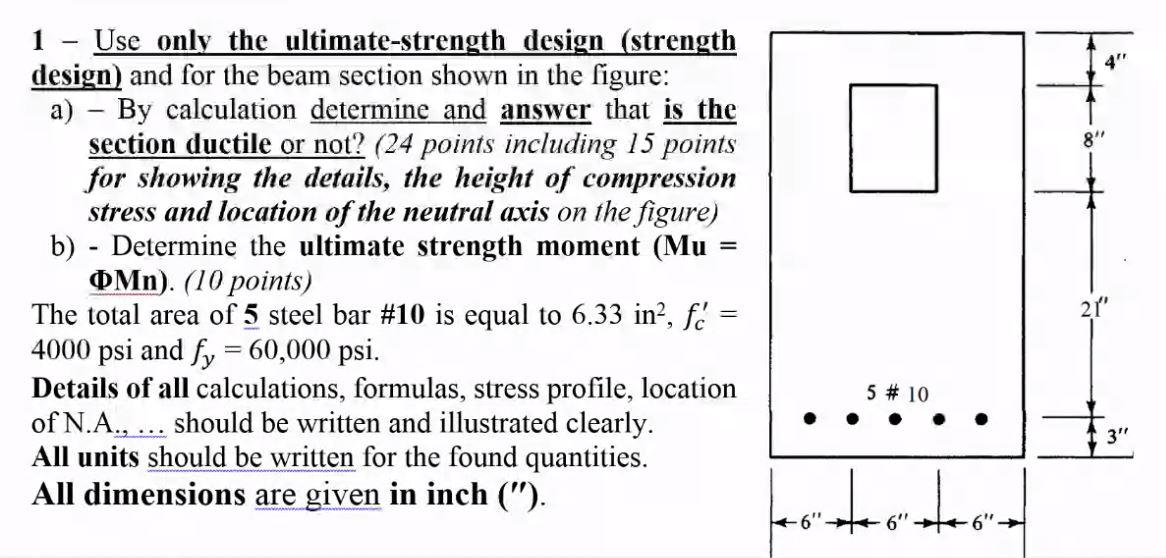 Solved 4" 8" Use only the ultimate-strength design (strength | Chegg.com