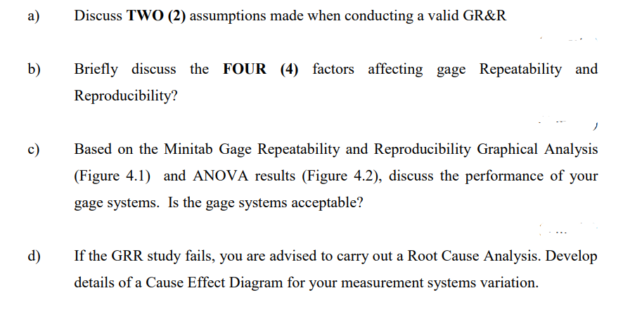 Gage Repeatability and Reproducibility (GR&R) | Chegg.com