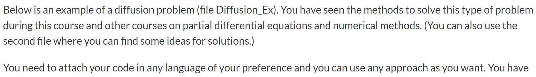 Below is an example of a diffusion problem (file | Chegg.com