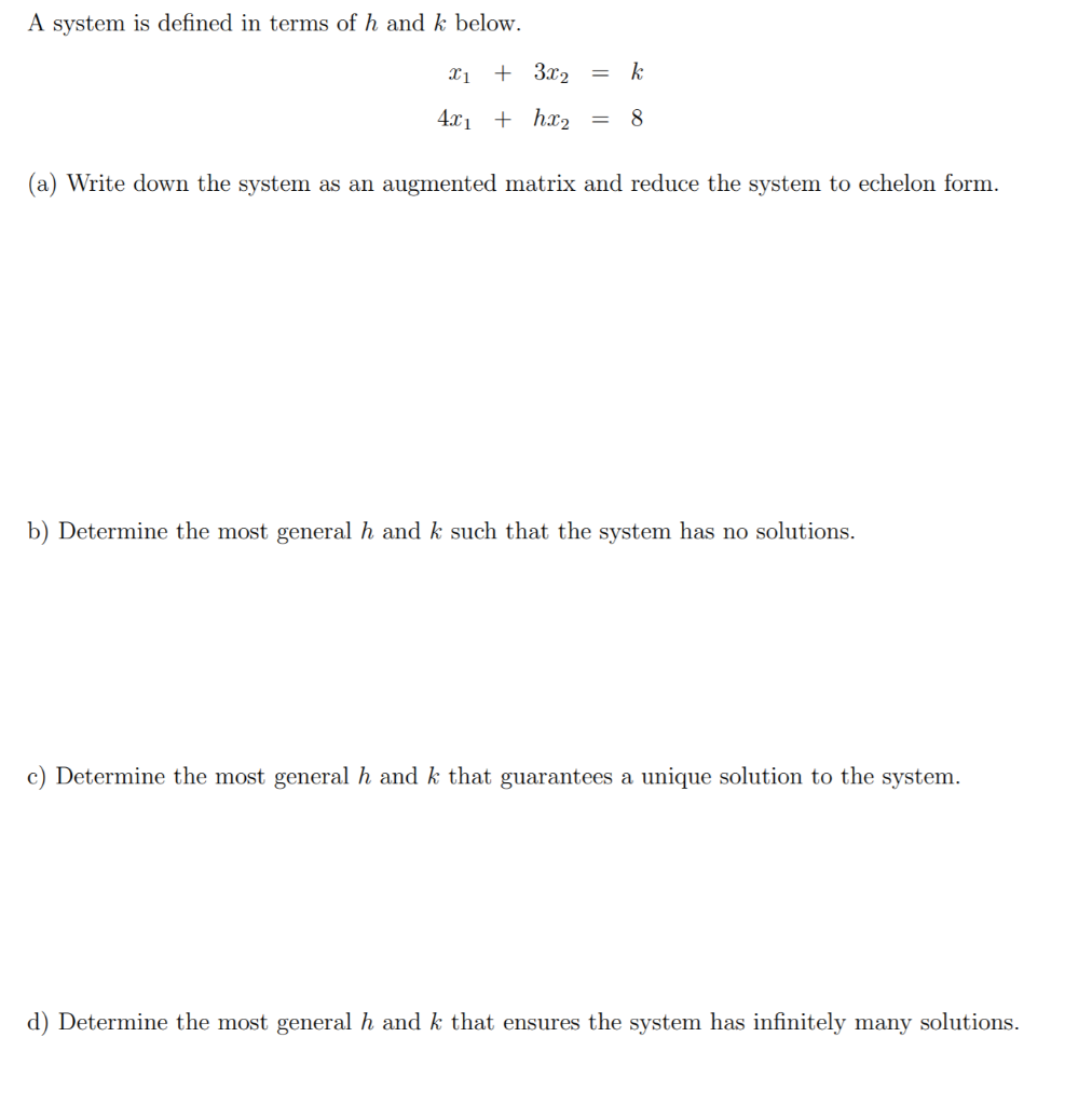 Solved Linear algebra problem will thumbs up for the clear | Chegg.com