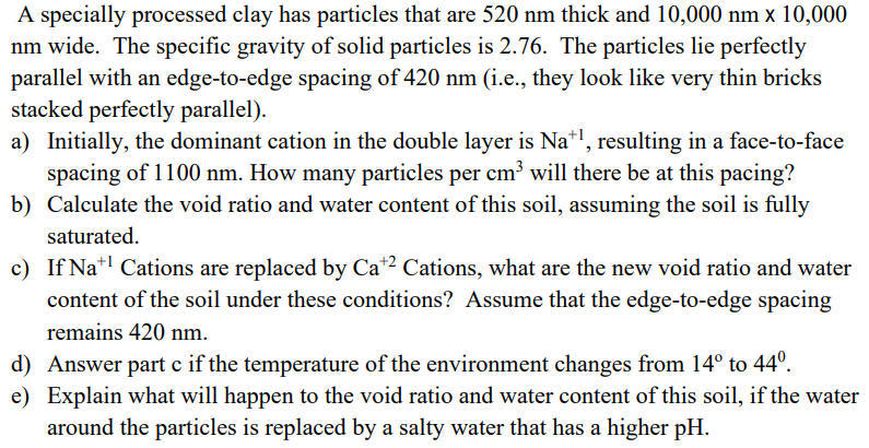 Solved A specially processed clay has particles that are 520 | Chegg.com