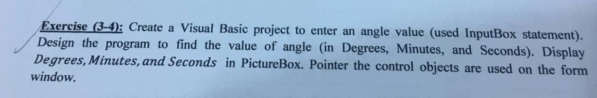 Solved Exercise 3 4 Create A Visual Basic Project To 0437