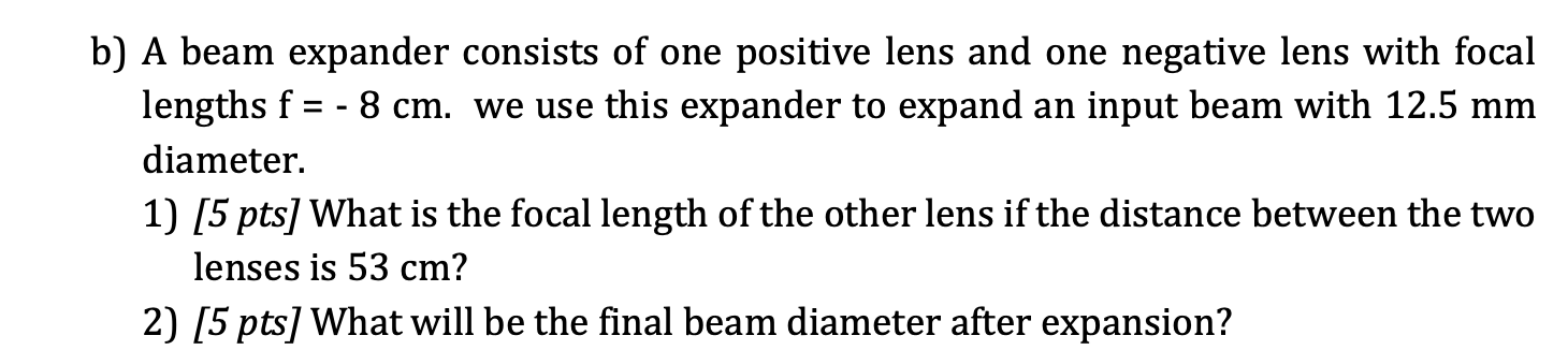 Solved a) A Gaussian beam of Rayleigh range of 35 cm and | Chegg.com