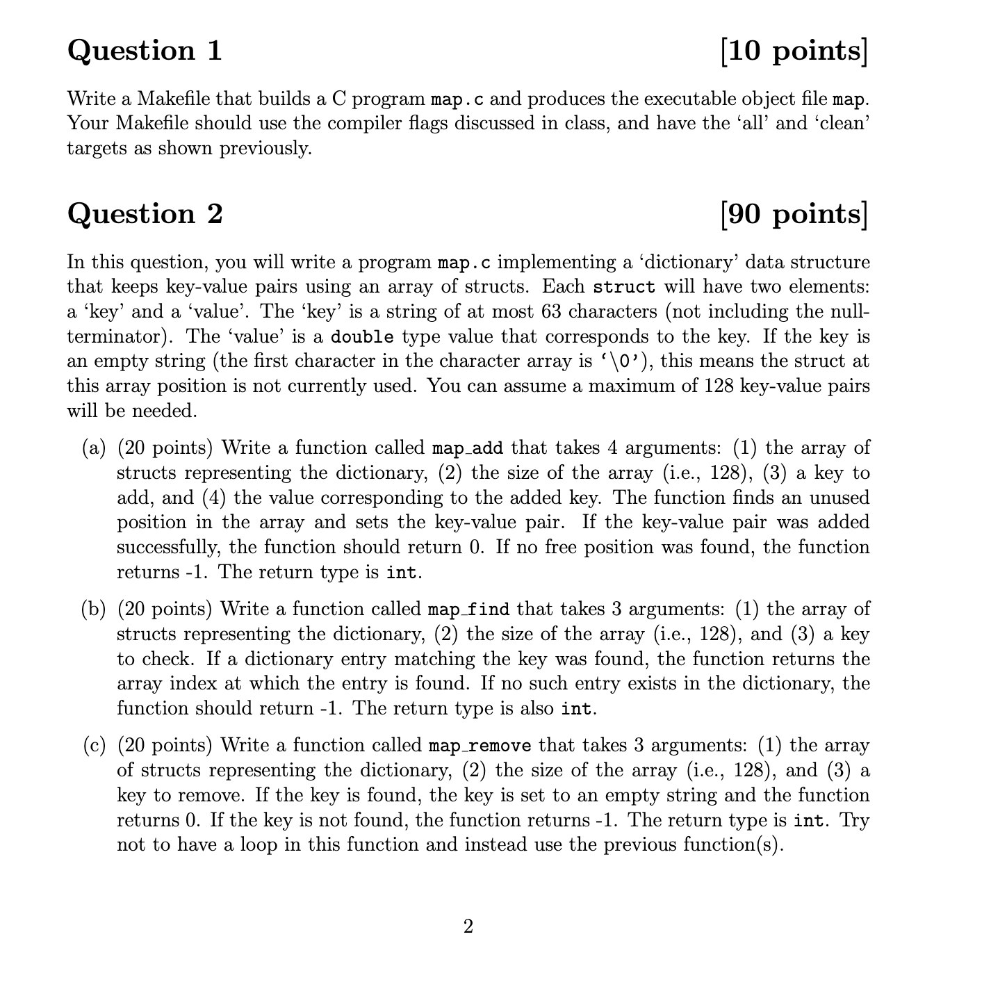 Solved d) (10 points) Write a function called map_print that | Chegg.com