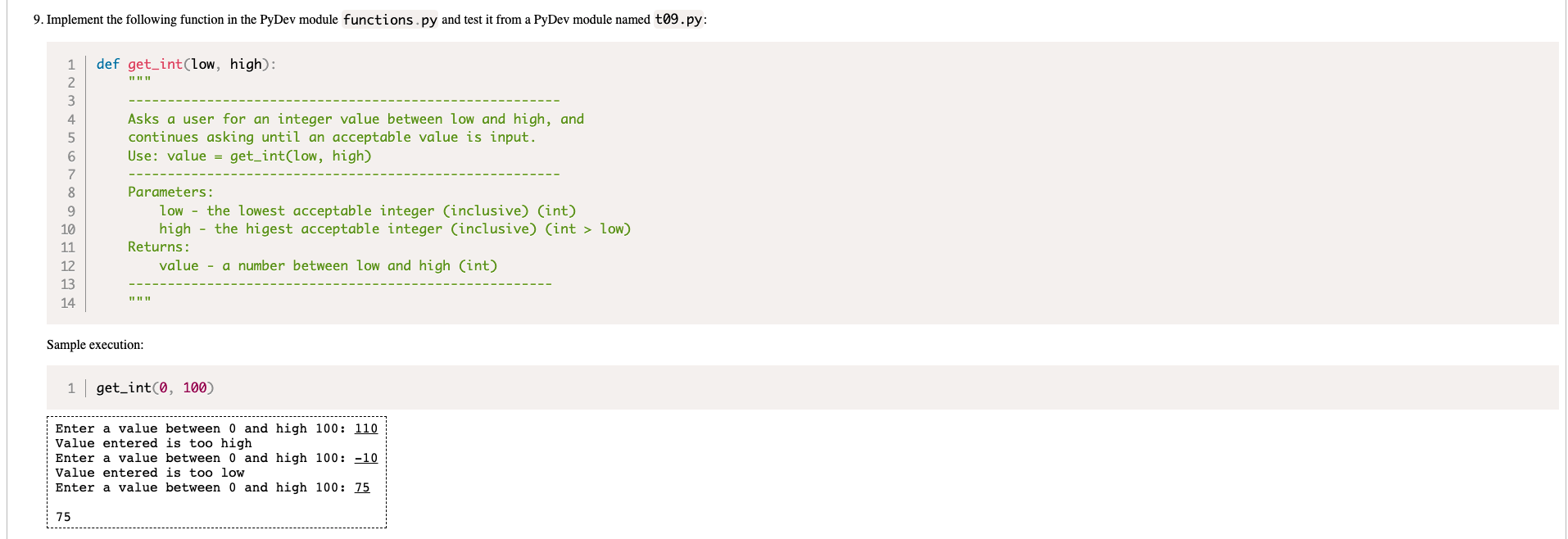Solved 9. Implement the following function in the PyDev | Chegg.com