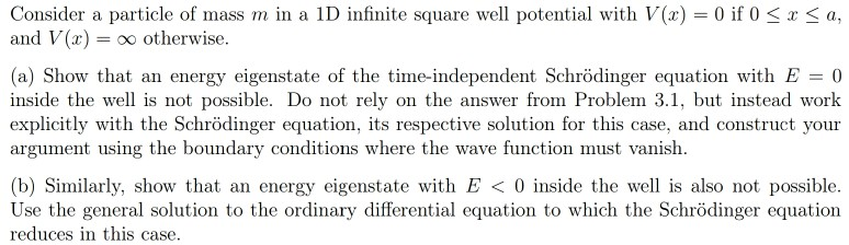Solved Consider a particle of mass m in a 1D infinite square | Chegg.com