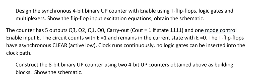 Solved Design the synchronous 4-bit binary UP counter with | Chegg.com