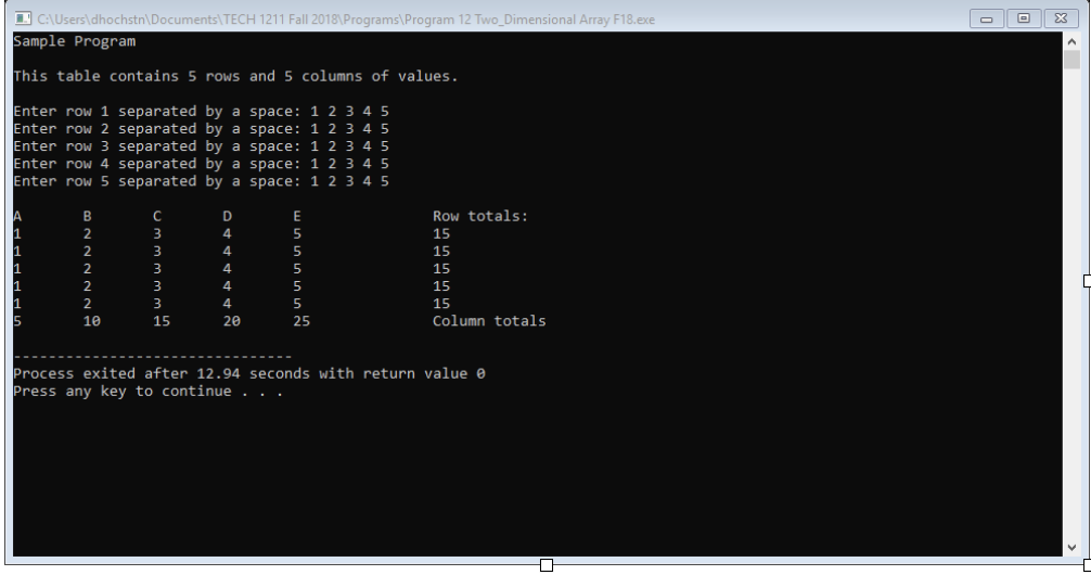 Solved TECH 1211 Computer Programming Program 12 | Chegg.com