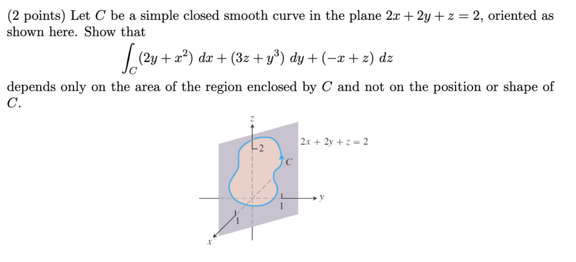 Solved (2 points) Let C be a simple closed smooth curve in | Chegg.com