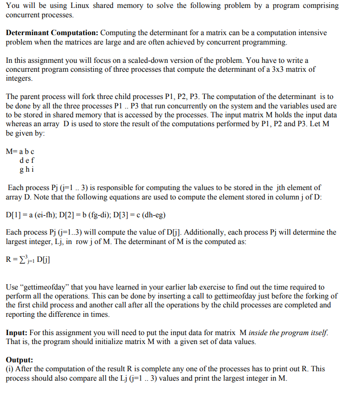 You will be using Linux shared memory to solve the | Chegg.com