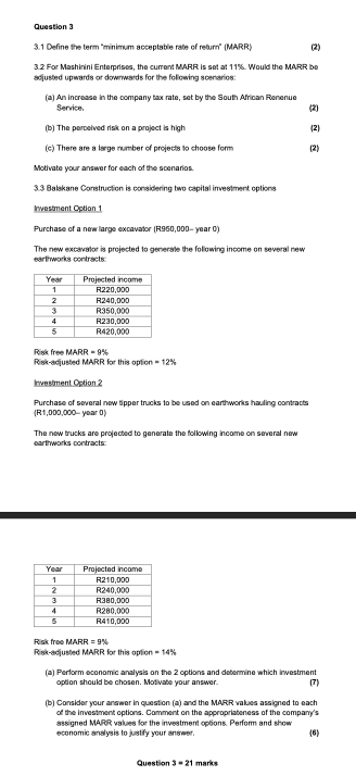Solved Question 3 3.1 Define the term "minimum acceptable | Chegg.com