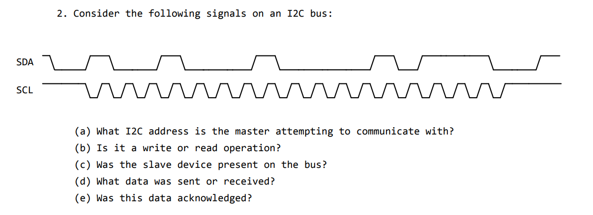 Solved (a) ﻿What I2C address is the master attempting to | Chegg.com