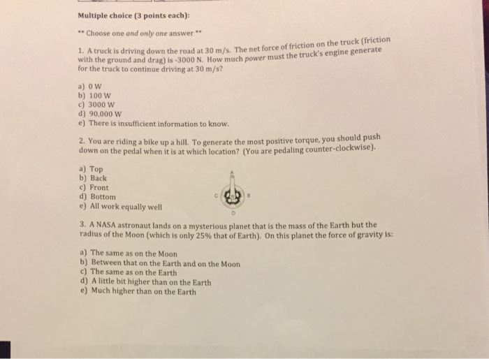 Solved Multiple choice (3 points each): Choose one and only | Chegg.com