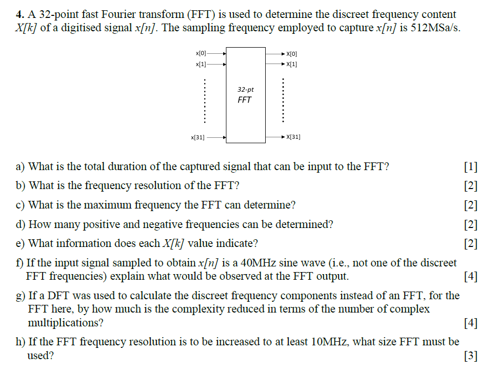 4. A 32-point fast Fourier transform (FFT) is used to | Chegg.com