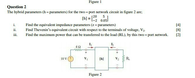 Solved Figure 1 Question 2 The hybrid parameters | Chegg.com