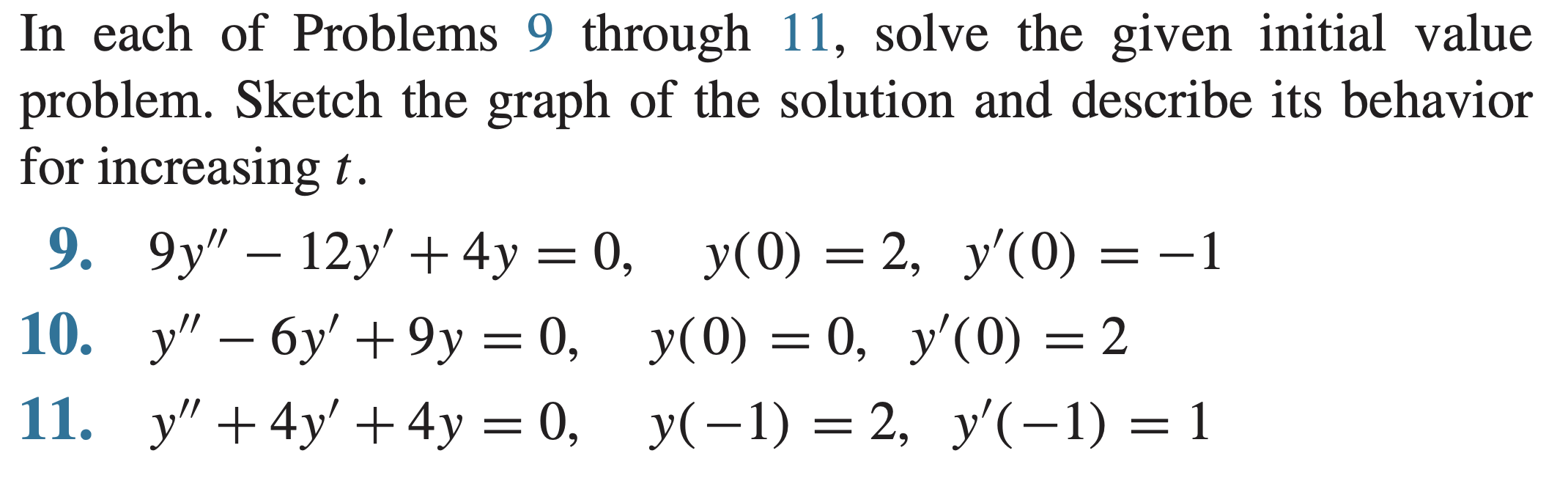 Solved In each of Problems 9 through 11, solve the given | Chegg.com