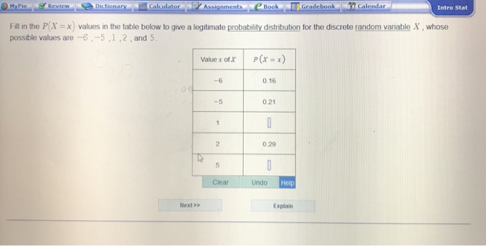 Solved Fill in the P(X = x) values in the table below to | Chegg.com
